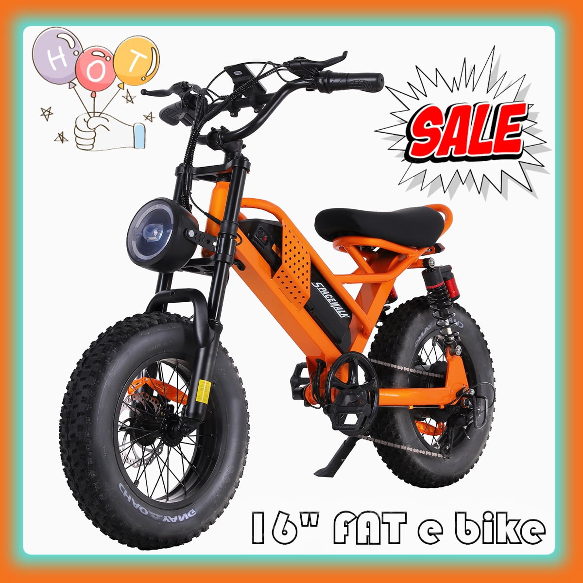 Spacewalk Small Electric Bike,16" Fat Tire Ebike,Compact Design,More ...