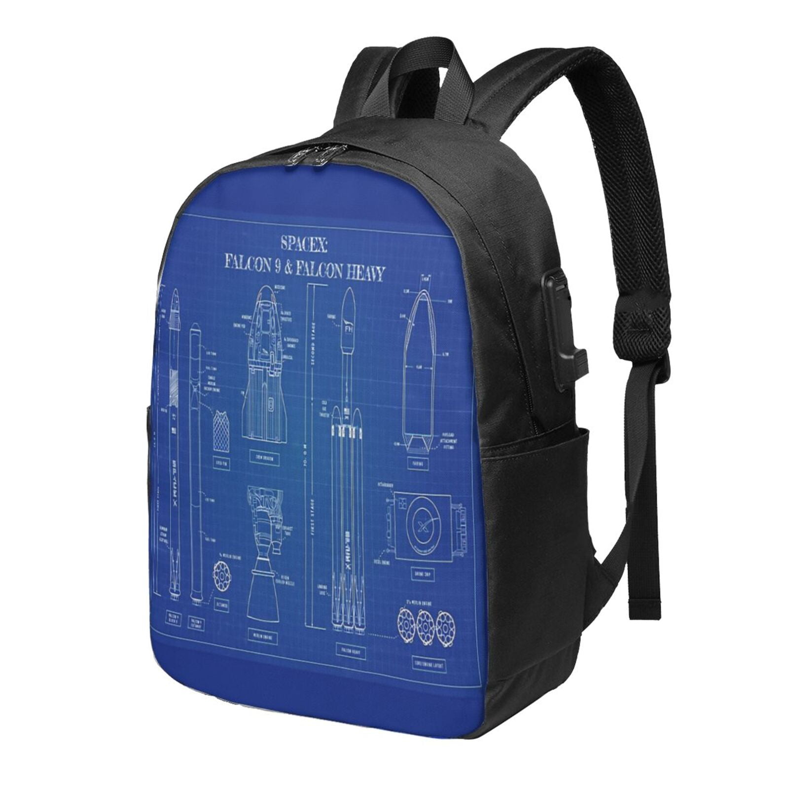 Spacex Falcon 9 Heavy Blueprint Backpack Fashion Travel Backpack Laptop ...