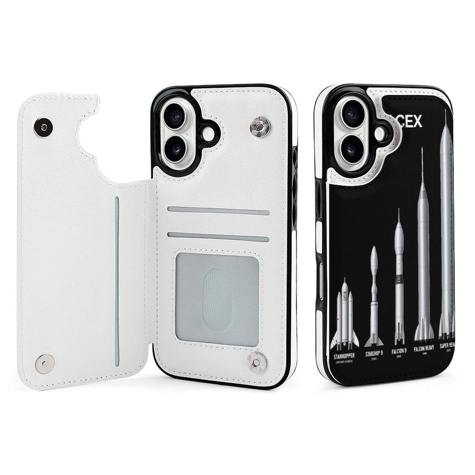 Spacex Rocket Evolution Leather Wallet Case for iPhone 15 14 13 12 11 ...