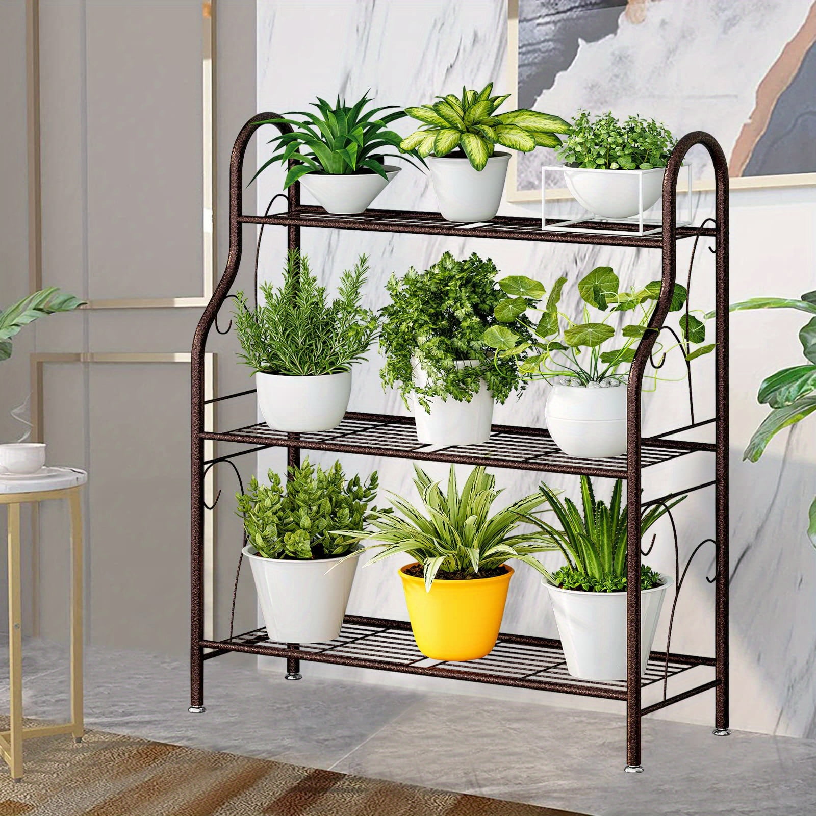 Spacious 3-tier Black Metal Plant Stand - Waterproof and Rustproof ...