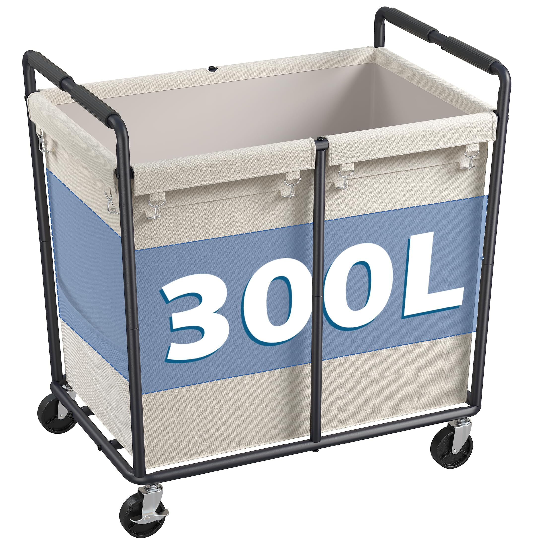 Spacious 300L Laundry Basket on Wheels, Waterproof Rolling Clothes ...