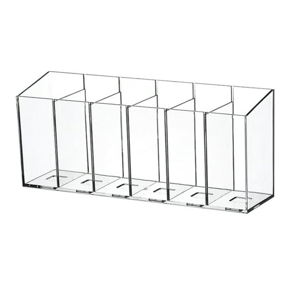 Spacious 6 Compartment Acrylic Box Removable Adjustable Dividers Clear ...