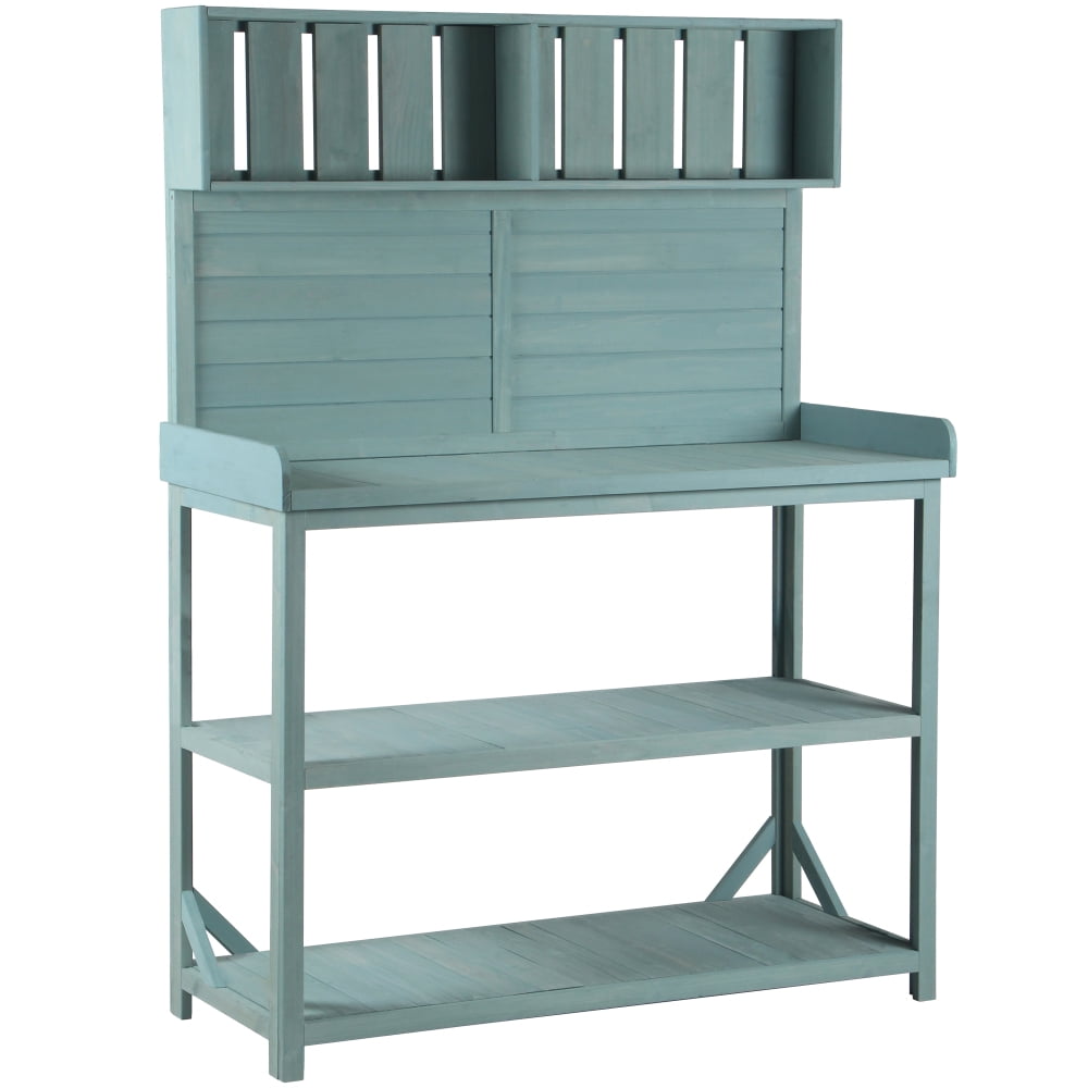 Spacious 65" Wooden Farmhouse Rustic Outdoor Potting Bench: A Patio ...