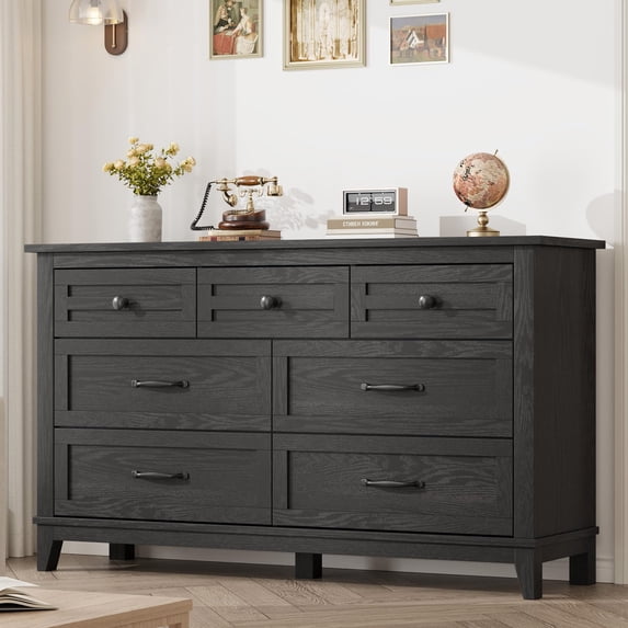 Spacious 7 Drawer Dresser for Bedroom – 54" Wide Freestanding Wooden ...