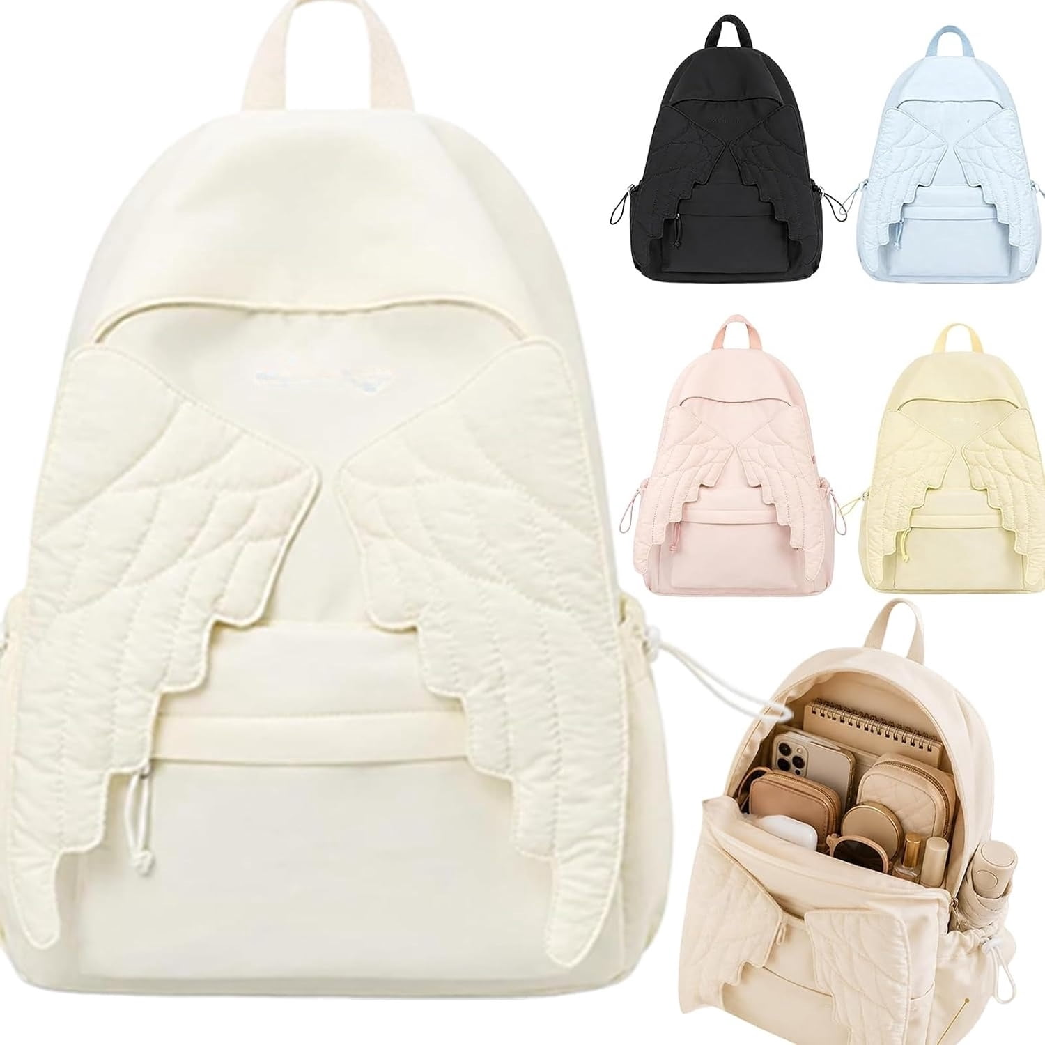 Spacious Angel Wings Backpack, Lightweight Waterproof Nylon Travel Bag ...