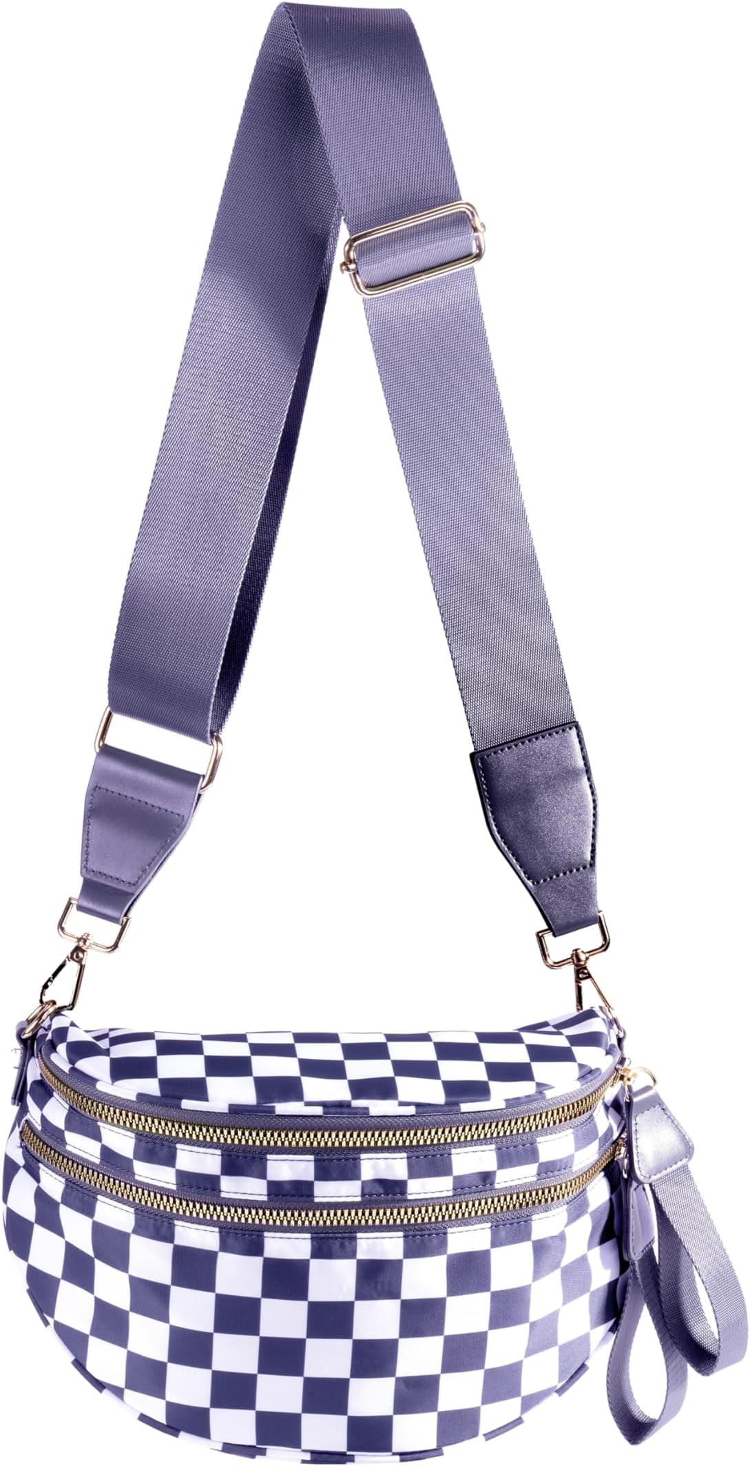Spacious Checkered Nylon Crossbody Bag Bum Bag Checkered Handbags ...