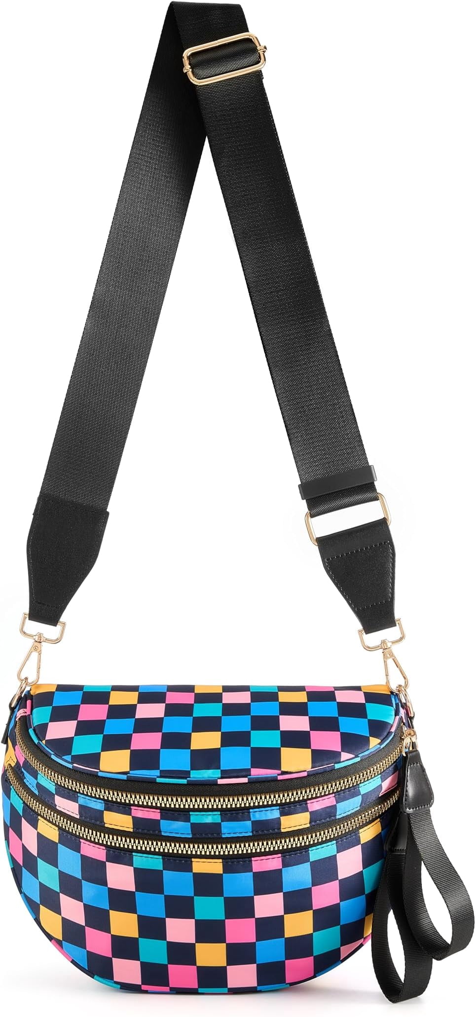 Spacious Checkered Nylon Crossbody Bag Bum Bag Checkered Handbags ...