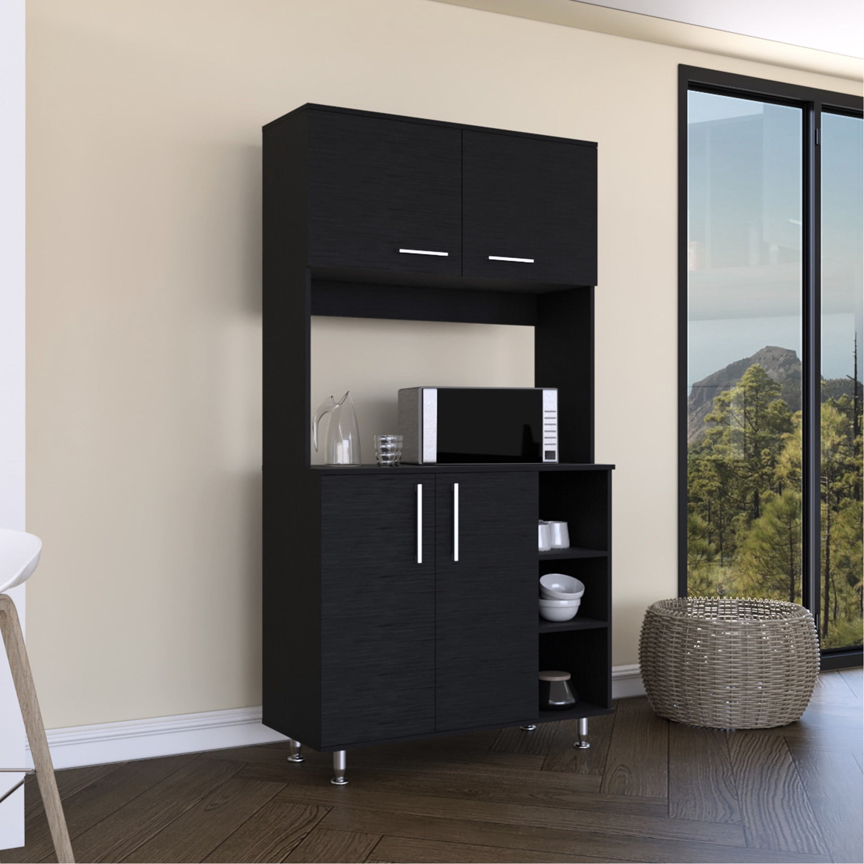Spacious Countertop for Meal Prep - Kitchen Pantry with Adjustable Legs ...