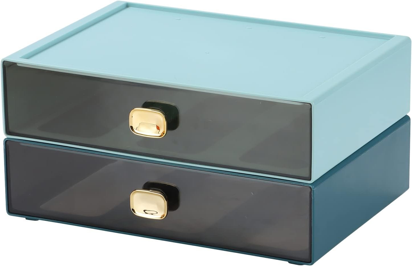 Spacious Desktop Storage Box, 2 Large Storage Drawers, Stackable Office ...