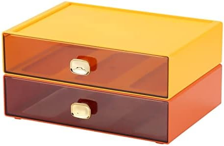 Spacious Desktop Storage Box, 2 Large Storage Drawers, Stackable Office ...