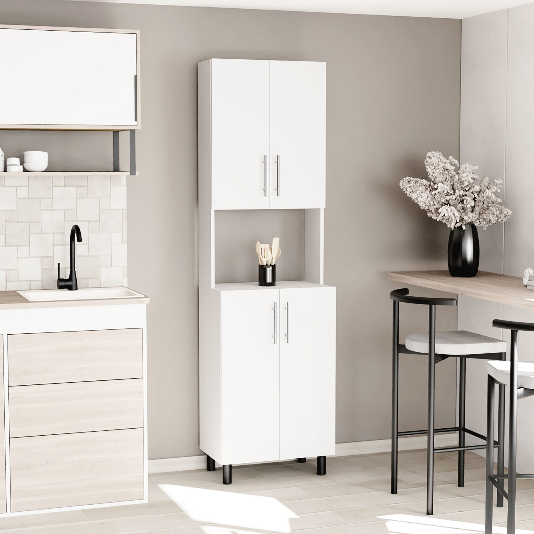 Spacious Double Door Kitchen Cabinet with Five Shelves | Fits Dining ...