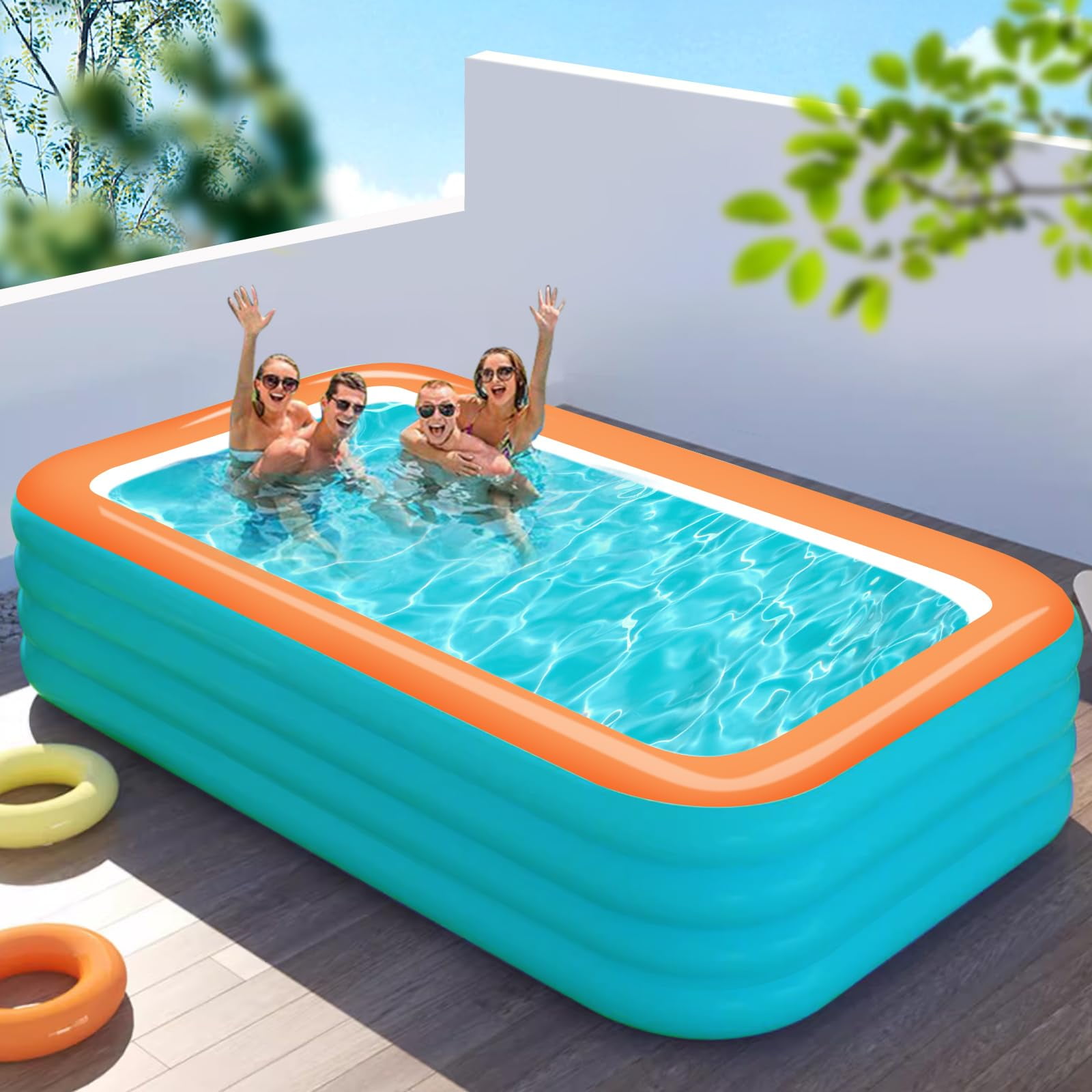 Spacious Inflatable Pool - Extra Large 157x74x27 Inch Sturdy Family ...