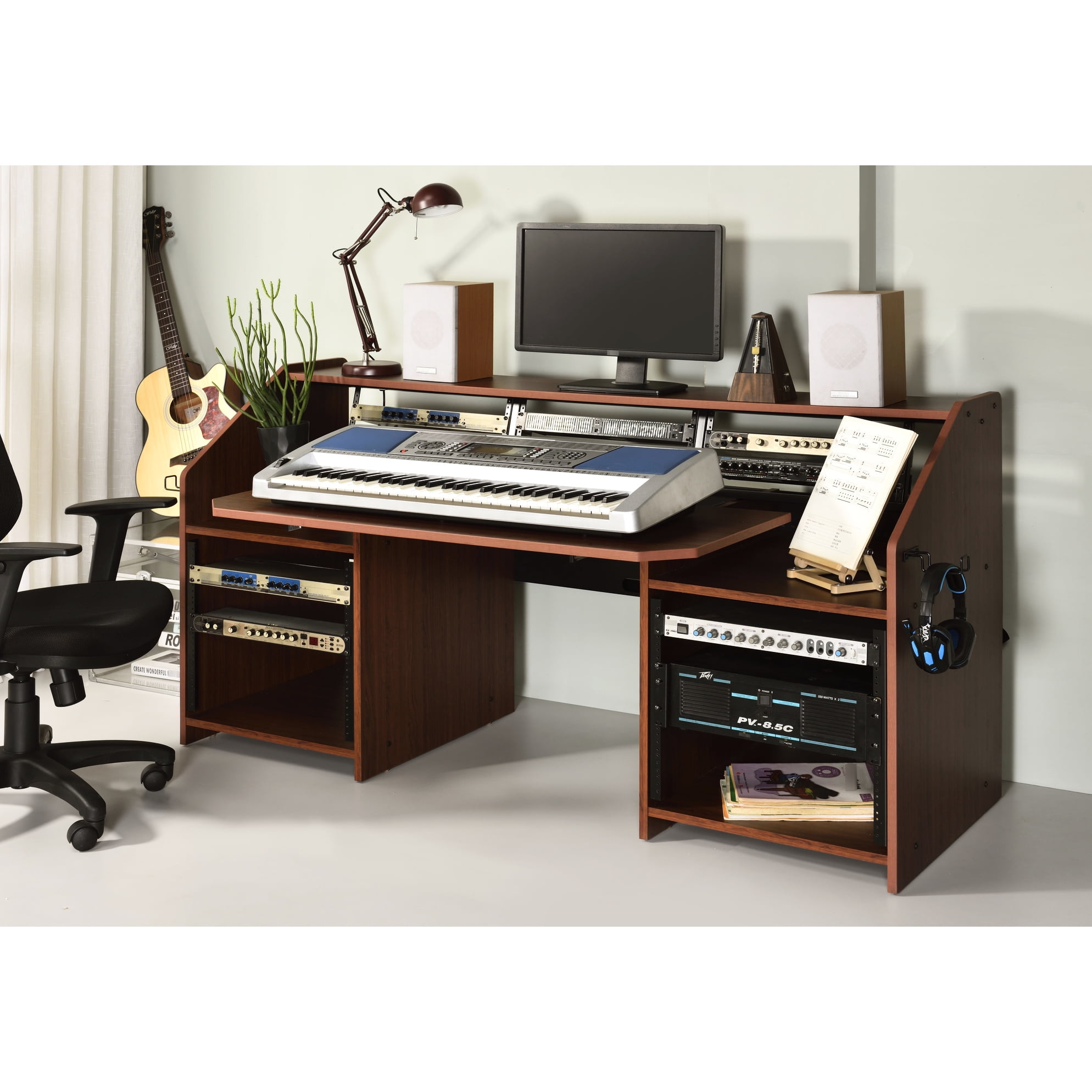 Spacious Music Desk In Cherry With Headphone Display Option Facility ...