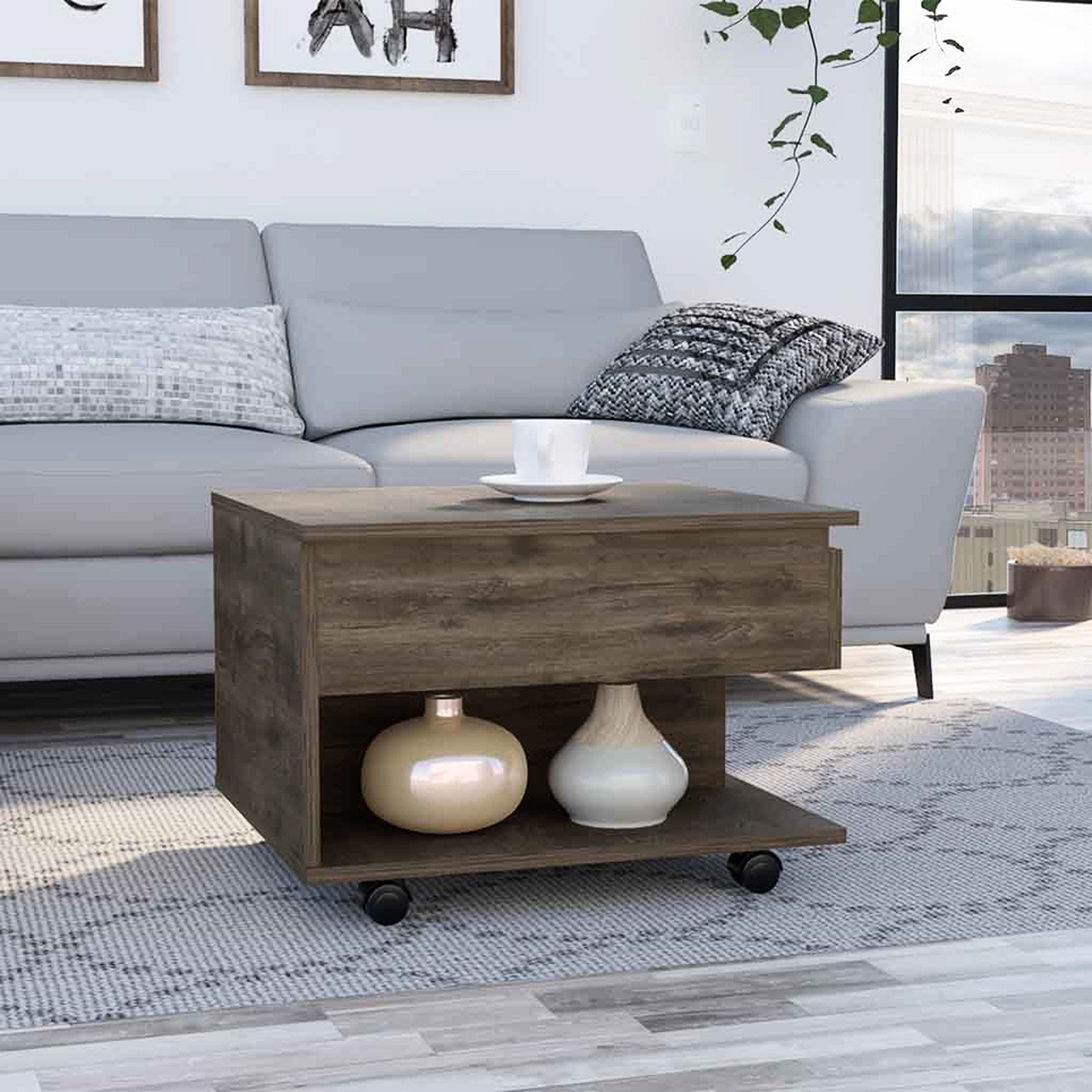 Spacious Rectangular Coffee Table with Lift Top and Concealed Storage ...