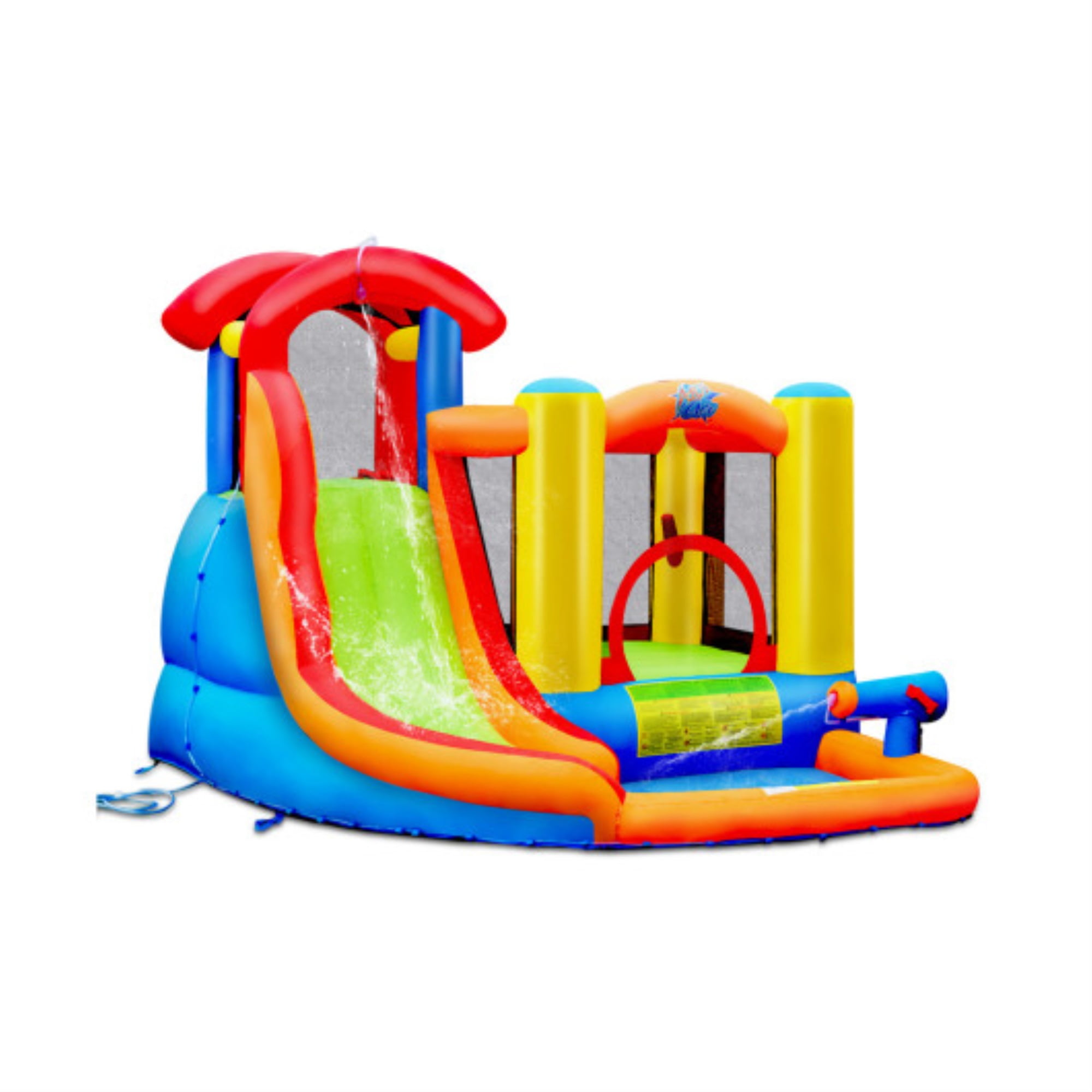 Spacious Splash Pool with Climbing Wall and Water Cannon - Portable and ...