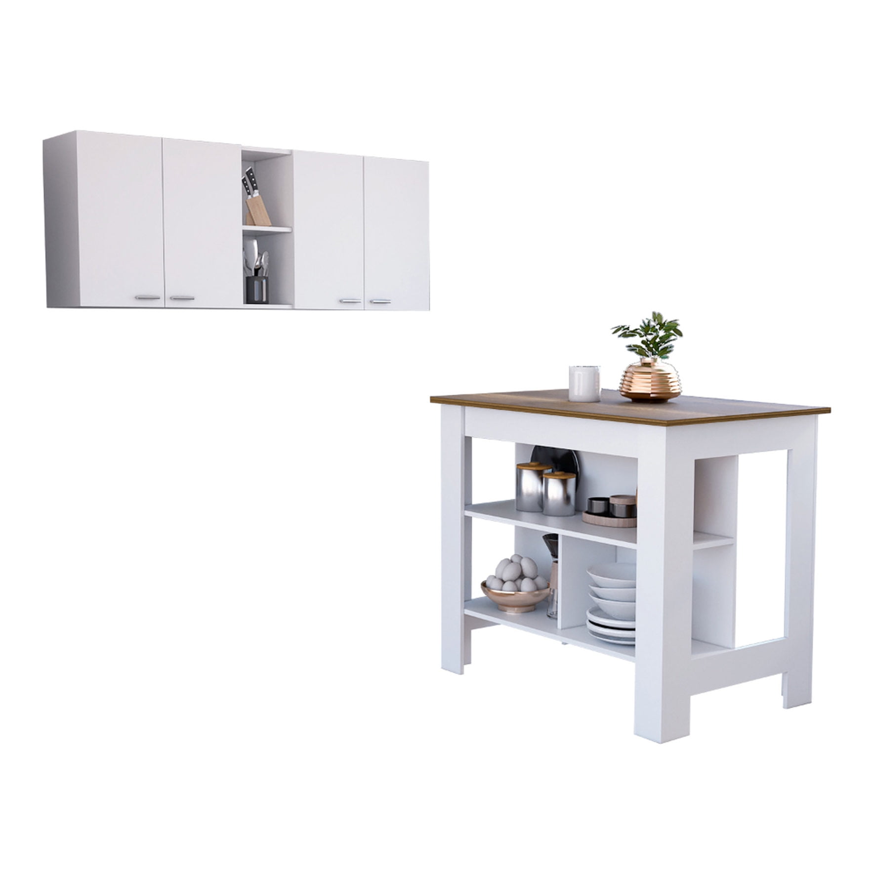 Spacious Storage & Sleek Design - 2-piece Kitchen Set for Small ...