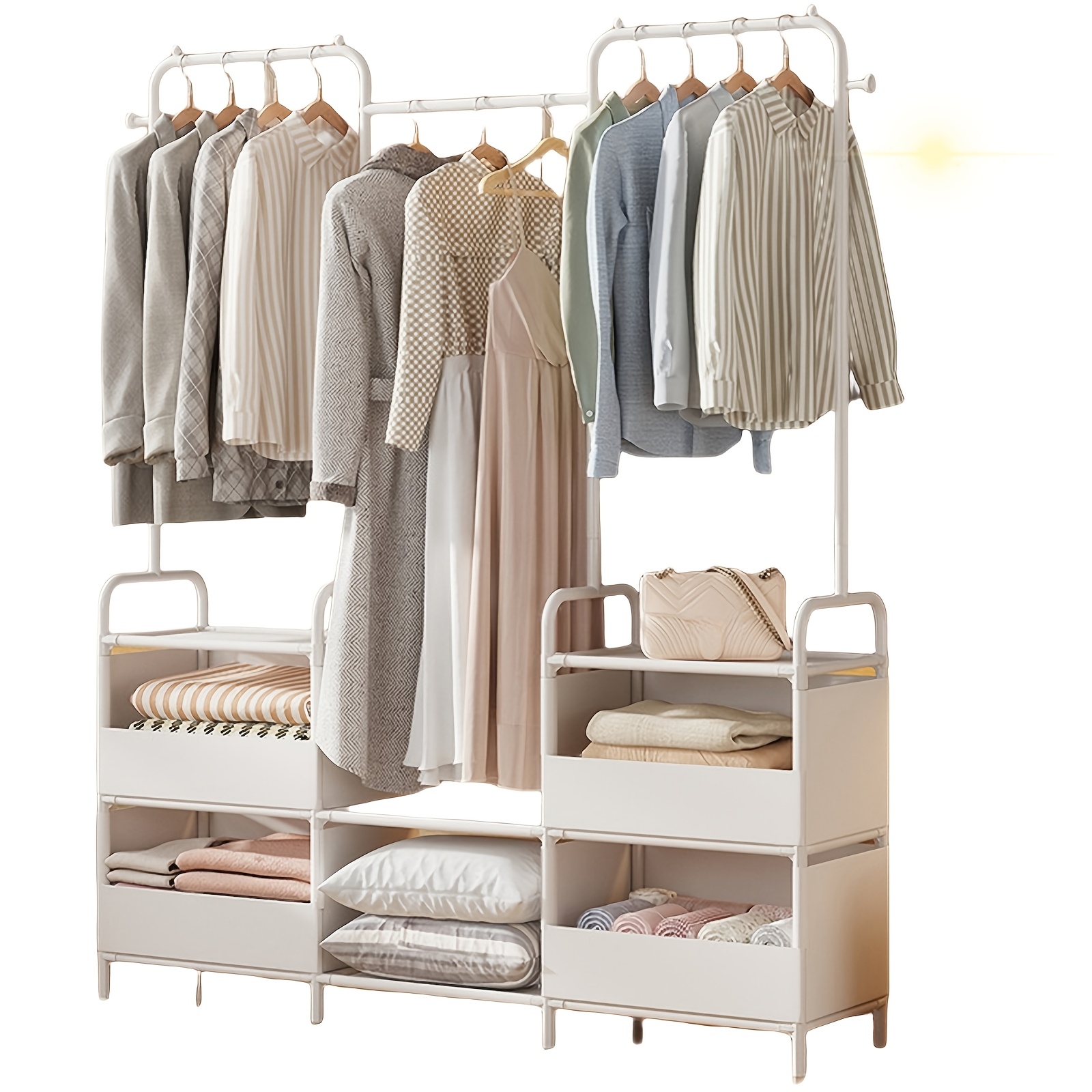 Spacious & Sturdy l Wardrobe with Frame - Easy to Assemble, Large ...