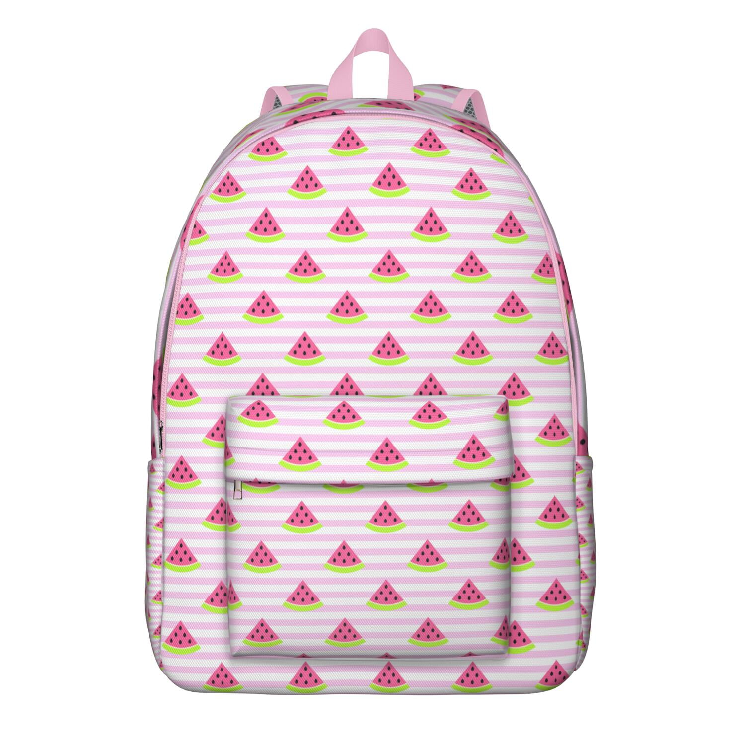 Spacious Waterproof Backpack with Cute Watermelon Pattern and Geometric ...