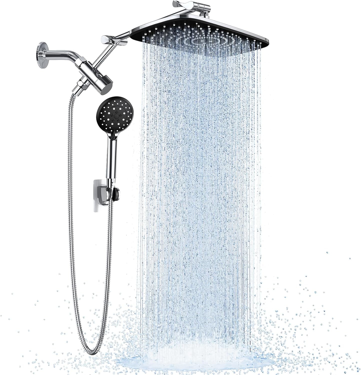 Spacious rain shower head with 6 modes of handheld water sprayer, high ...