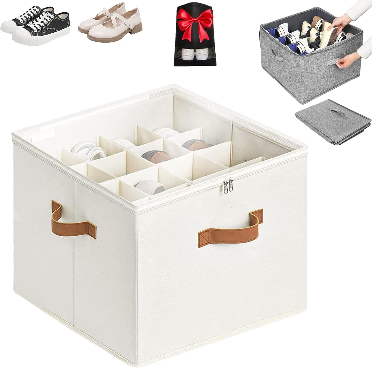 Spaciouts Fabric Shoe Organizer Storage Box, Foldable Shoe Organizer ...