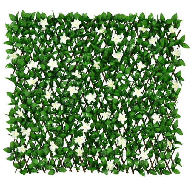Spaco 1 Piece Artificial Fence with Flower, Expandable Faux Ivy Privacy ...