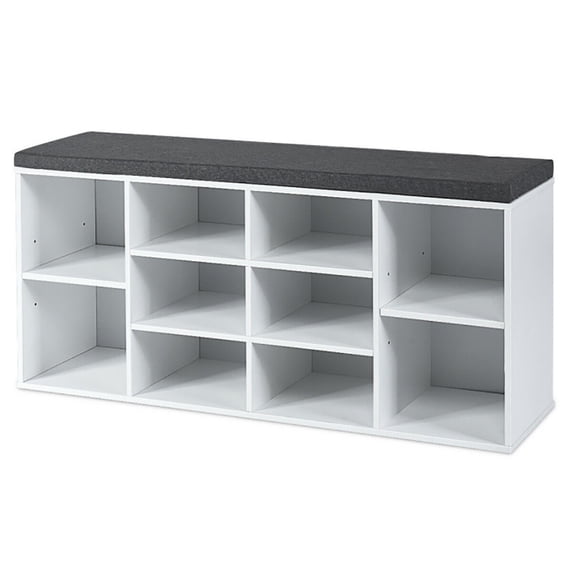 Spaco 10-Cube Organizer Shoe Storage Bench with Cushion for Entryway ...