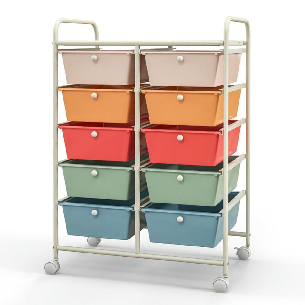 Spaco 10-Drawer Rolling Storage Cart-Multicolor, Craft Organizers and ...