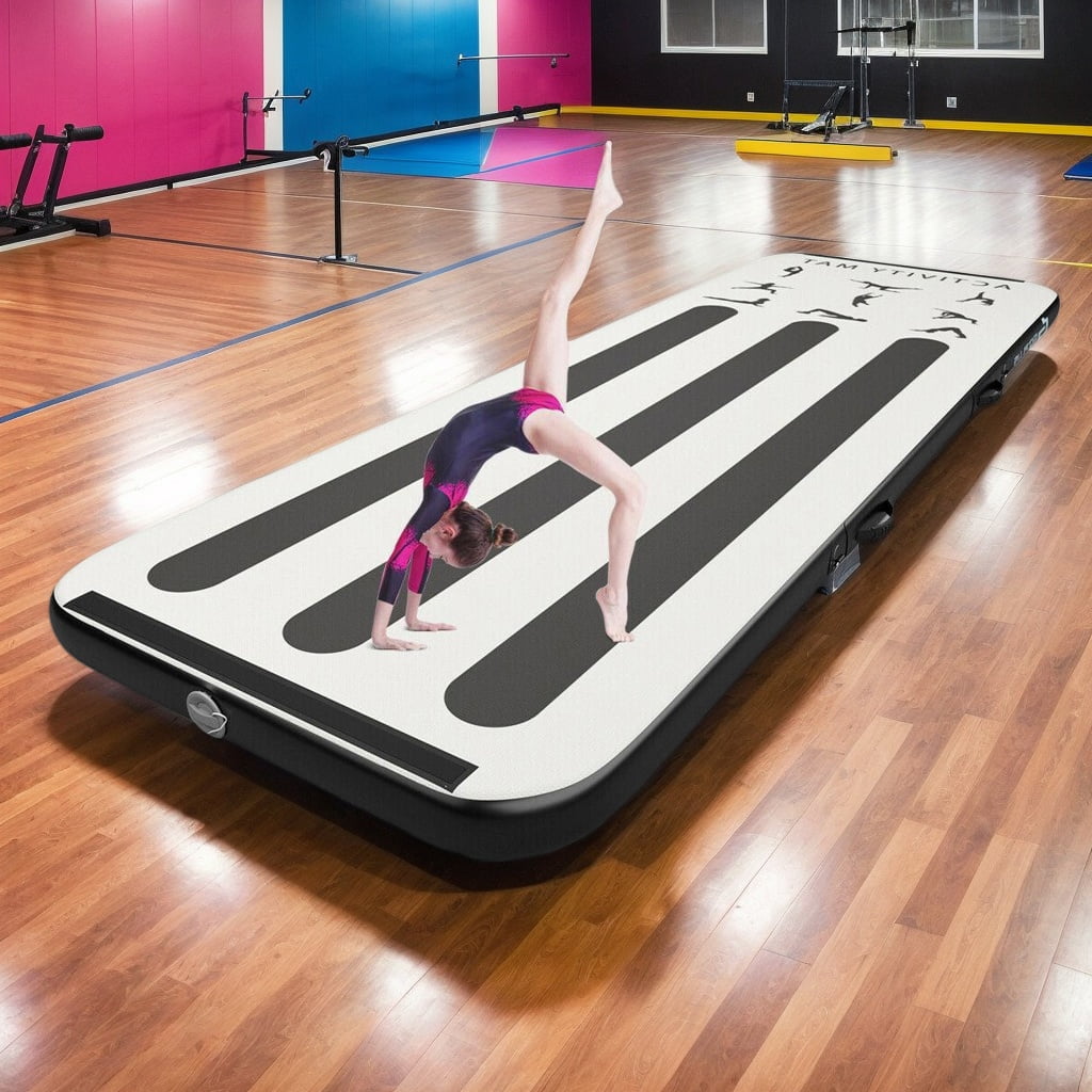 Spaco 10 Feet Inflatable Gymnastics Tumbling Mat with Pump-Dark Gray ...