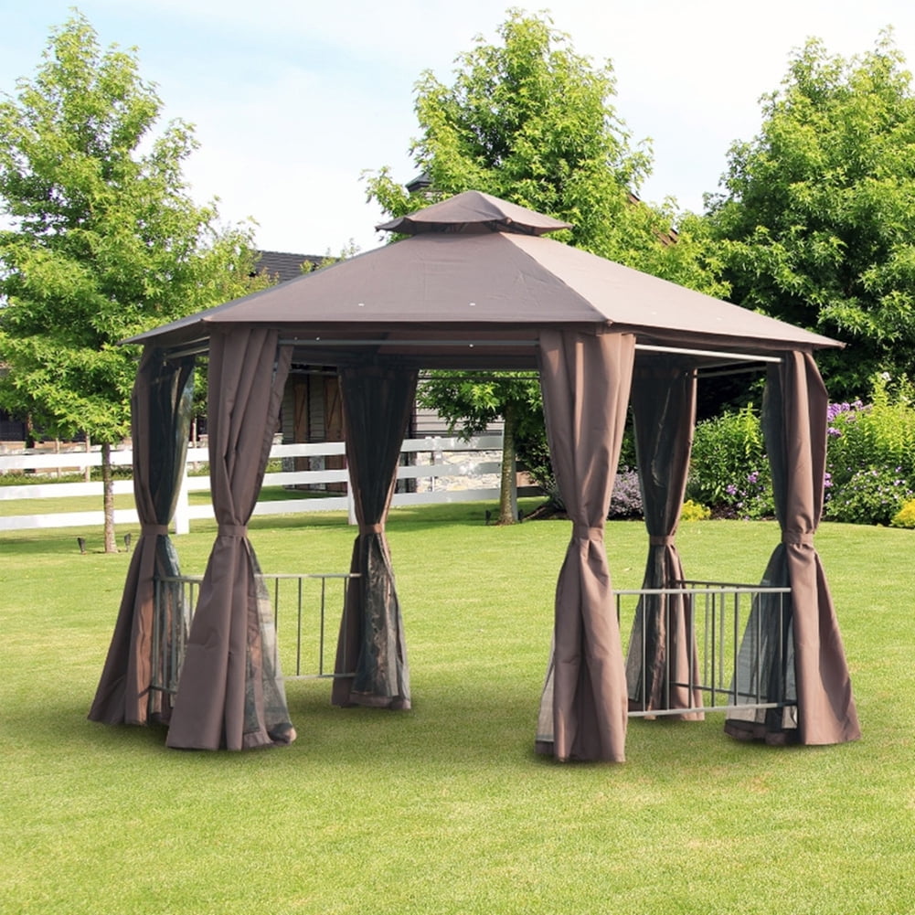 Spaco 13Ft x 13Ft Patio Gazebo-Coffee, Easy Up Screened Canopy for ...