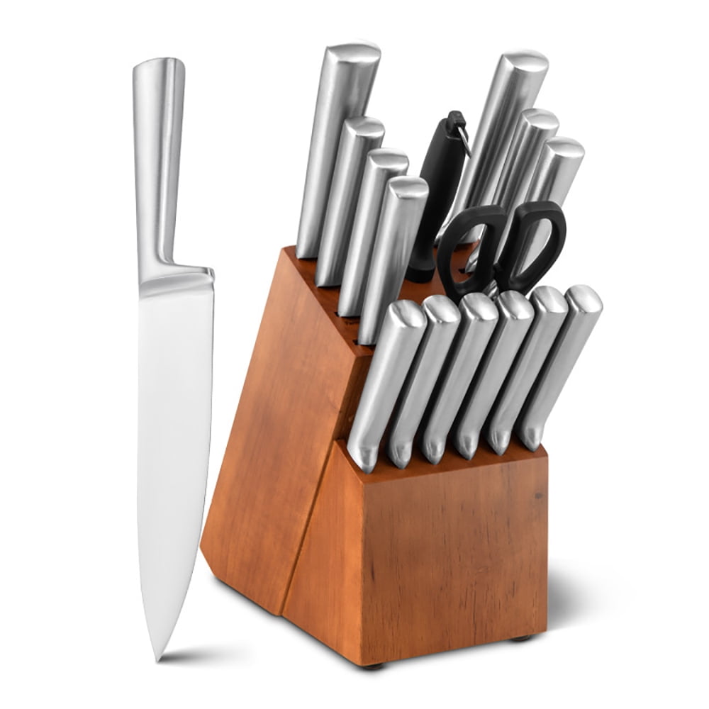 Spaco 16-Piece Stainless Steel Kitchen Knife Set with Sharpener ...