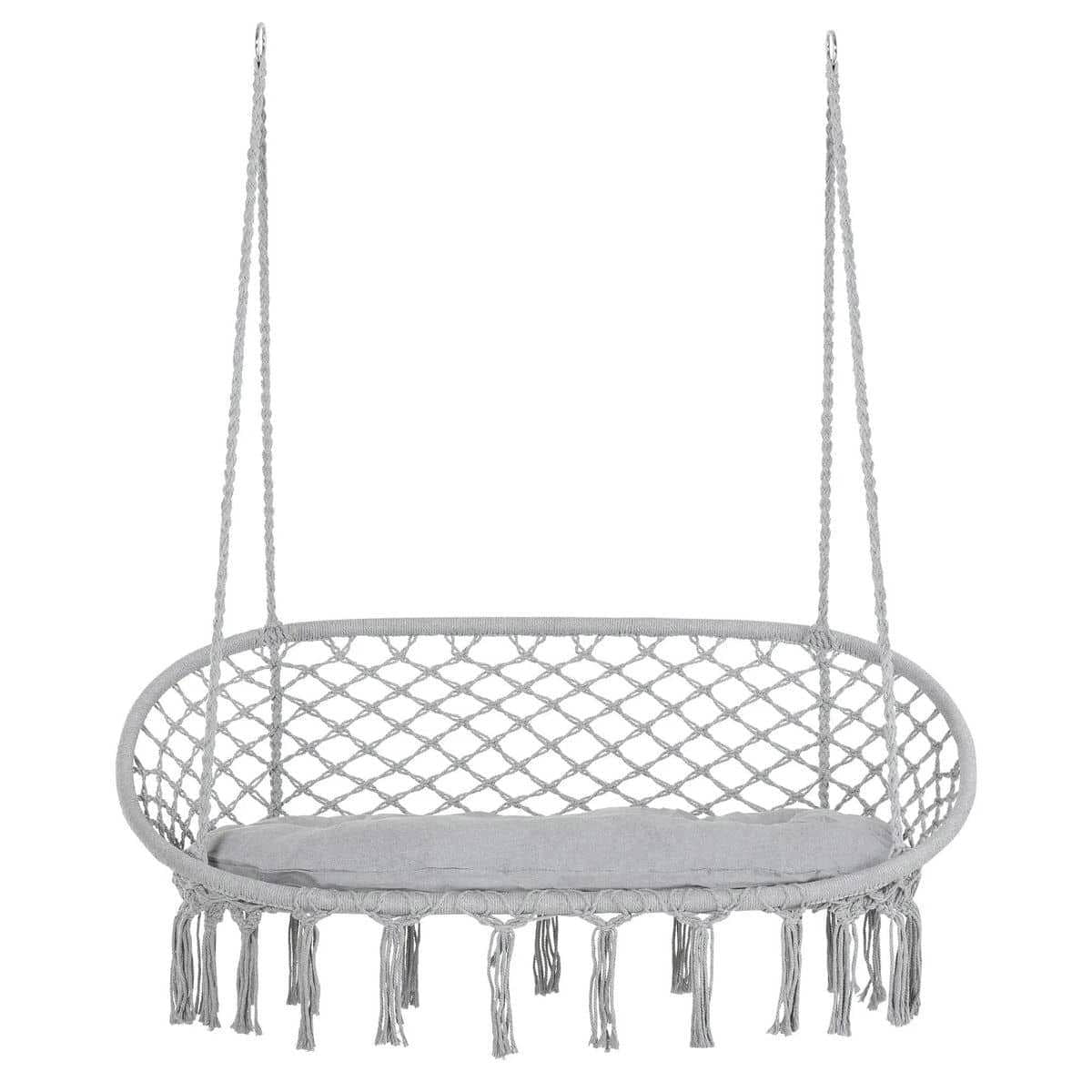 Spaco 2-Person Hammock Chair Macrame Swing with Soft Cushion, Hanging ...