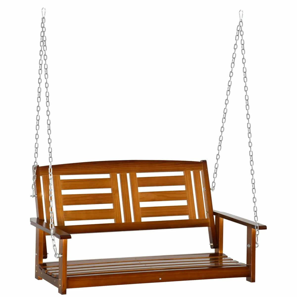 Spaco 2 Person Porch Swing, Outdoor Hanging Swing Bench, Pine Frame ...