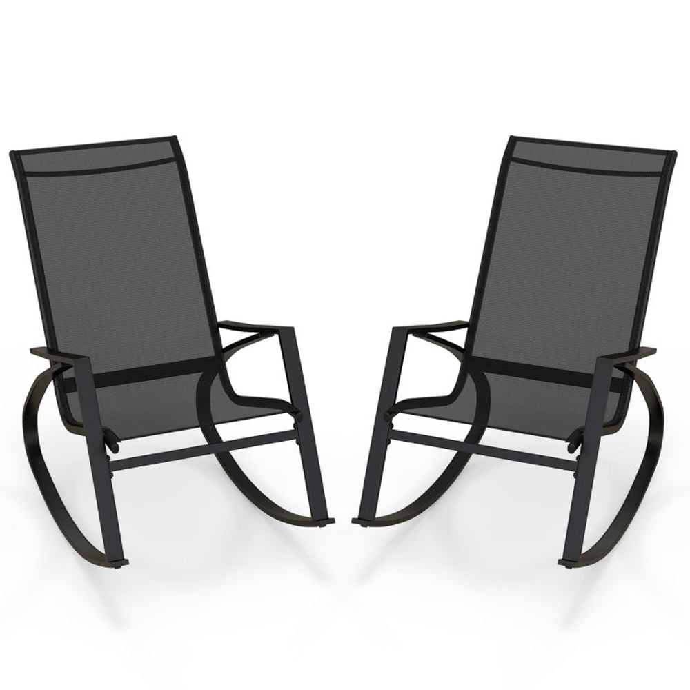 Spaco 2-Piece Patio Rocking Chairs with Ergonomic Backrest and Seat ...