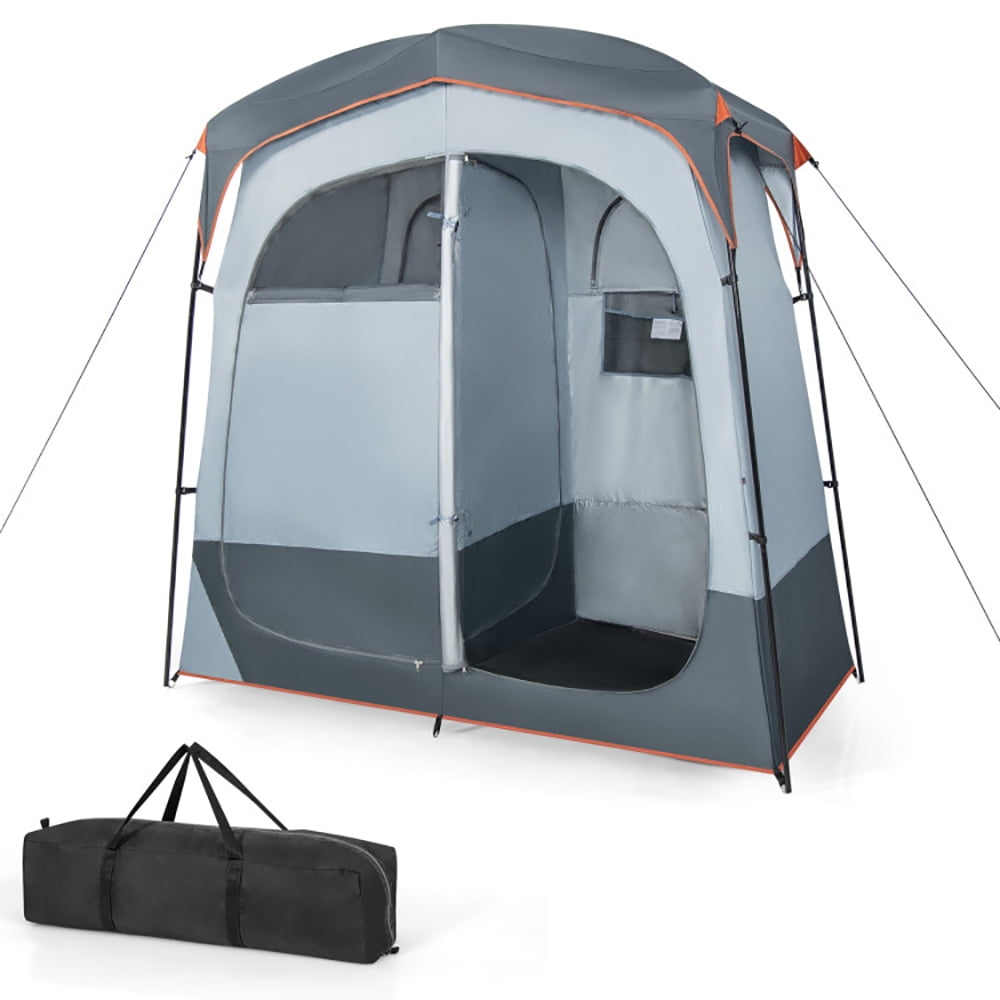 Spaco 2 Rooms Oversize Privacy Shower Tent with Removable Rain Fly and Inside Pocket-Gray, Beach ...