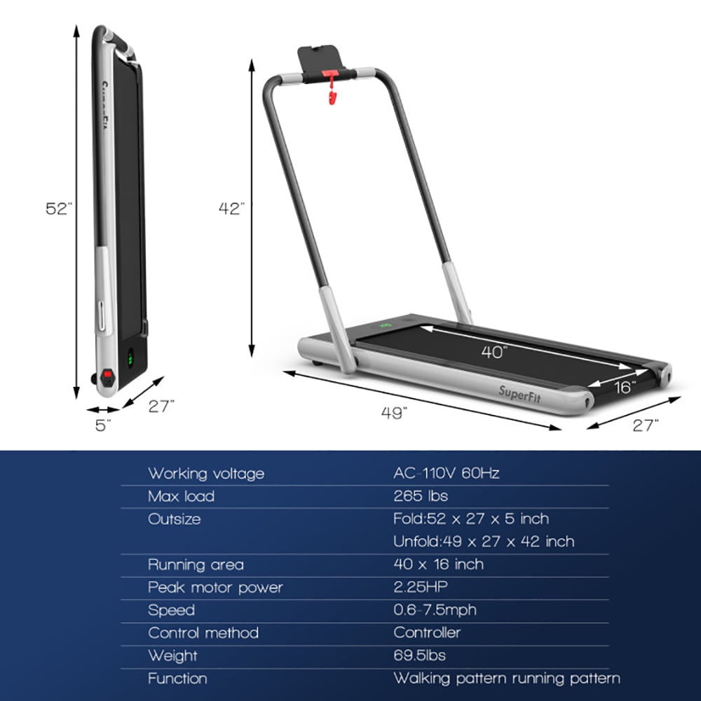 Spaco 2-in-1 Folding Treadmill with Remote Control and LED Display ...