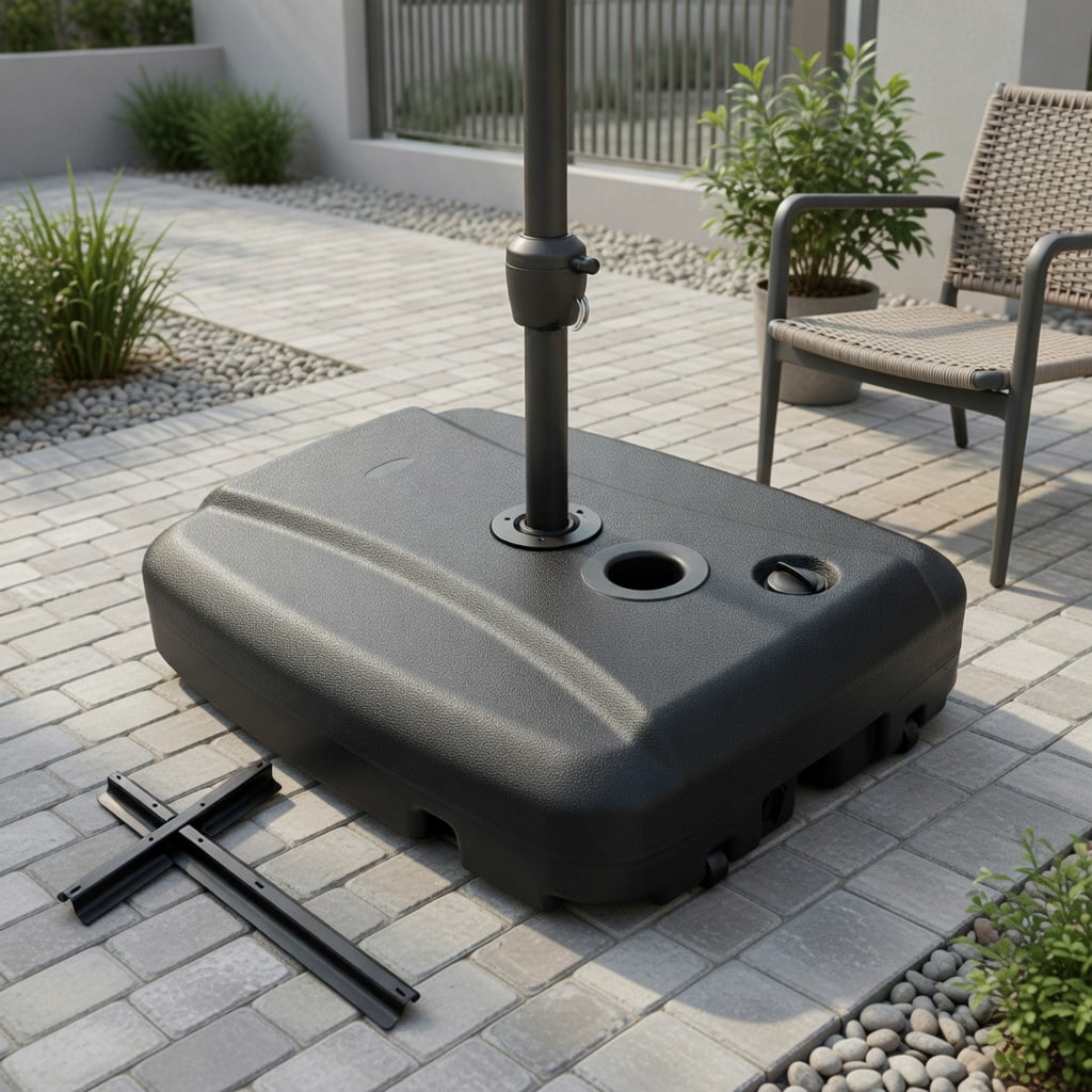 Spaco 220LB Fillable Offset Umbrella Base Stand, Heavy Duty HDPE Wheel ...