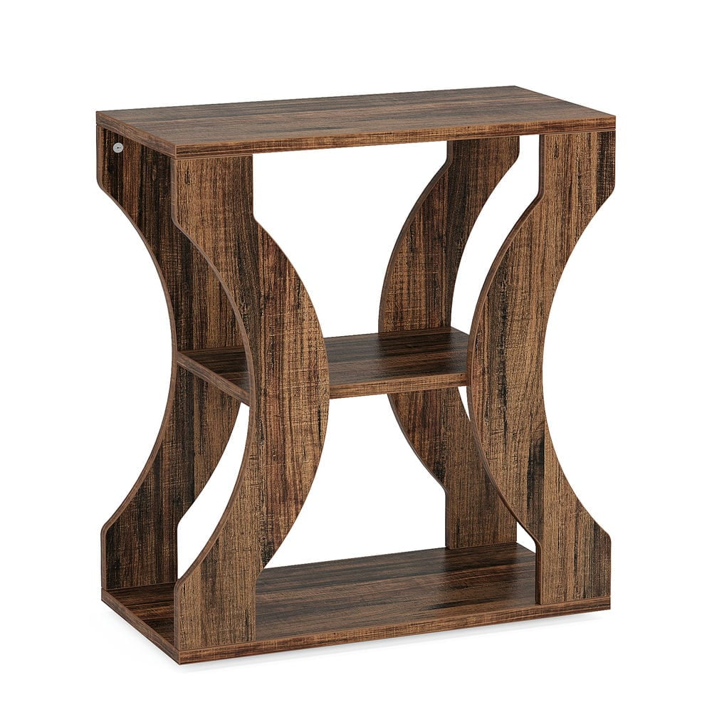Spaco 24" End Table, 3-Tier Farmhouse Side Table with Storage Shelves ...
