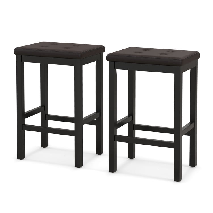 Spaco 24 Inch Bar Stools with Padded Seat Footrest and Rubber Wood ...