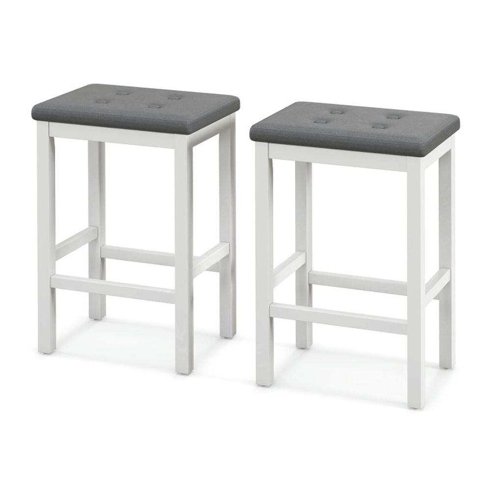 Spaco 24 Inch Bar Stools with Padded Seat Footrest and Rubber Wood ...