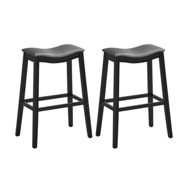 Hommoo Saddle Stool Set of 2, 29 Inch Bar Stools with Faux Leather, PU ...