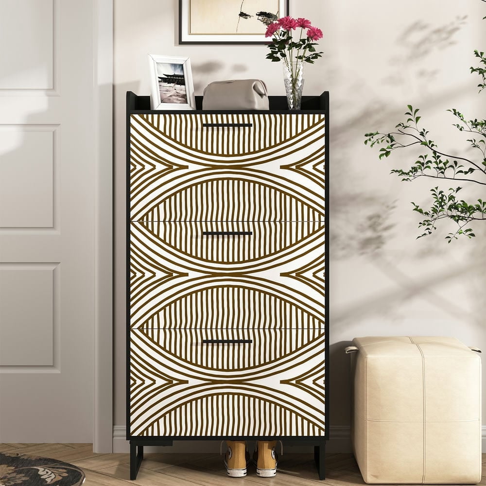 SPACO 3-Flip Drawers Shoe Rack, Wood Shoe Storage Cabinet for Entryway ...