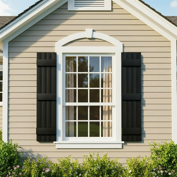 Spaco 3-Horizontal-Bar Exterior Louvered Shutters, Weather-Resistant ...
