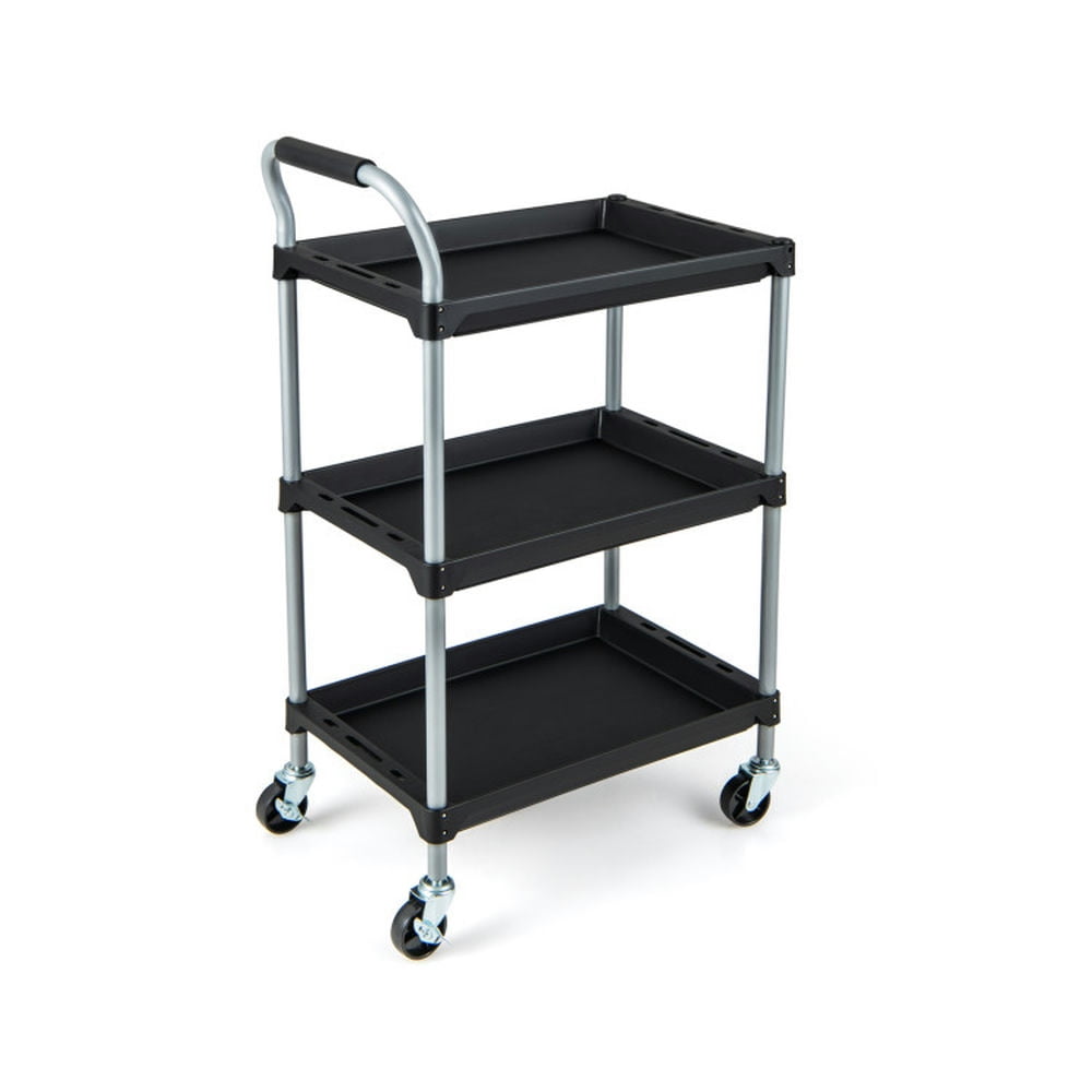 Spaco 3 Layer Tool Cart with PP Shelves Sponged Handle and Swivel Wheel ...