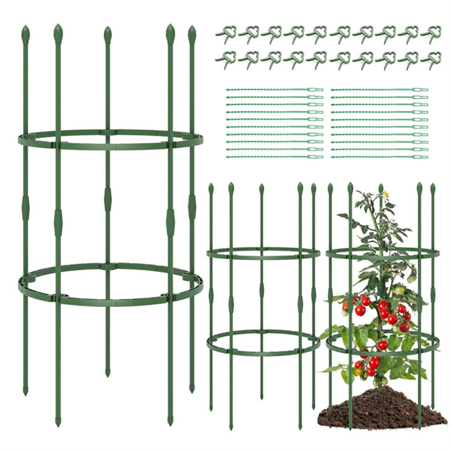Spaco 3-Pack Garden Trellis for Climbing Plants, 40" Garden Tomato Cage ...