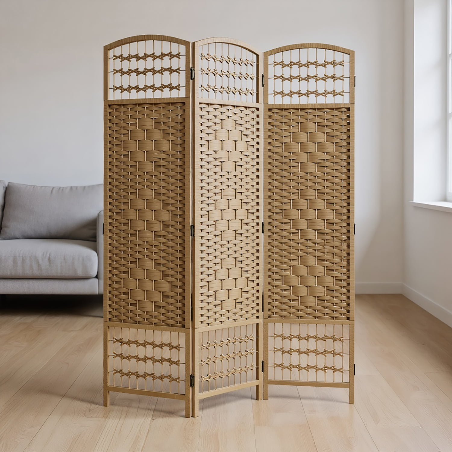Spaco 3 Panel Folding Room Divider, Portable Privacy Screen Wave Fiber ...