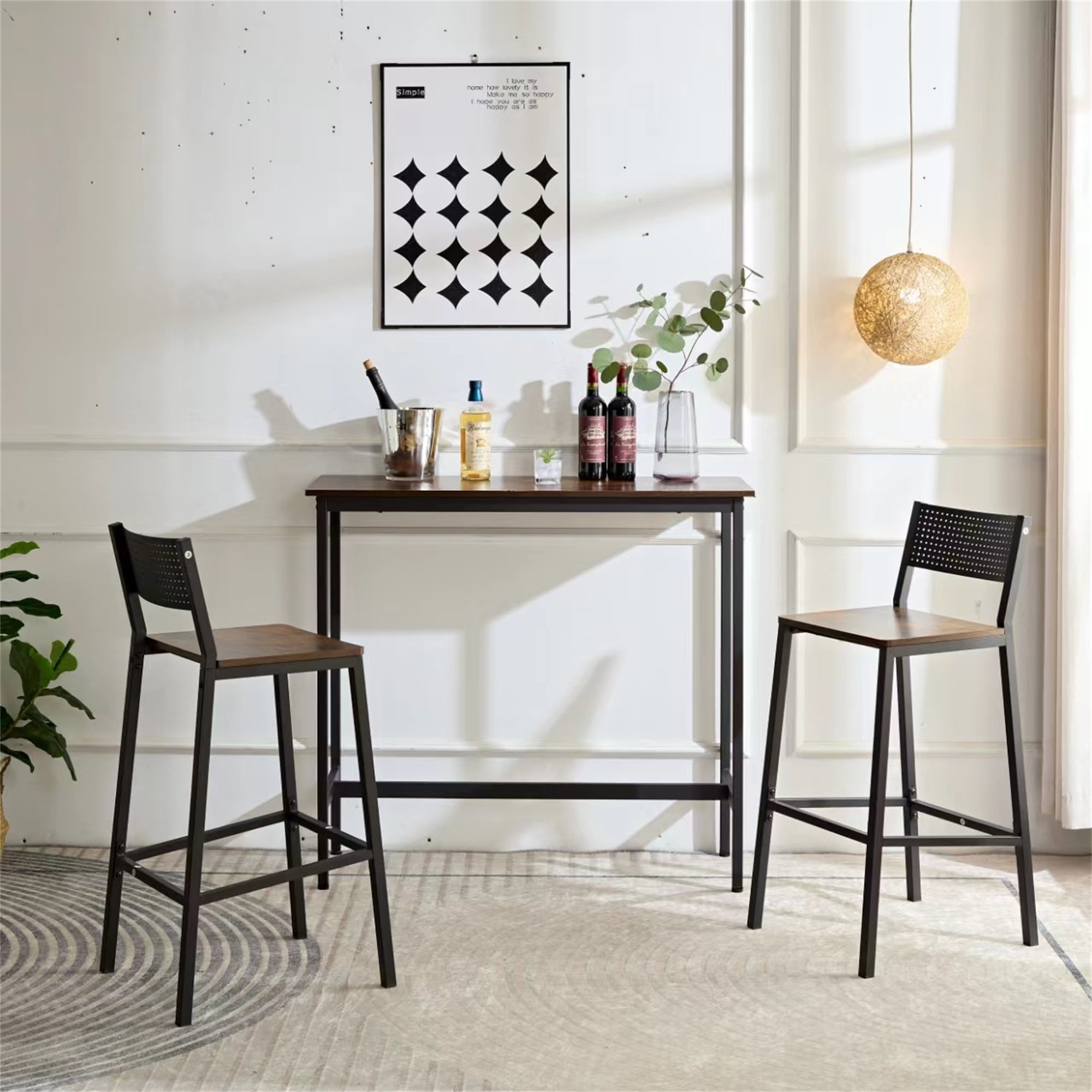 Spaco 3 Piece Dining Table Set with Kitchen Table and 2 Chairs, Dining ...