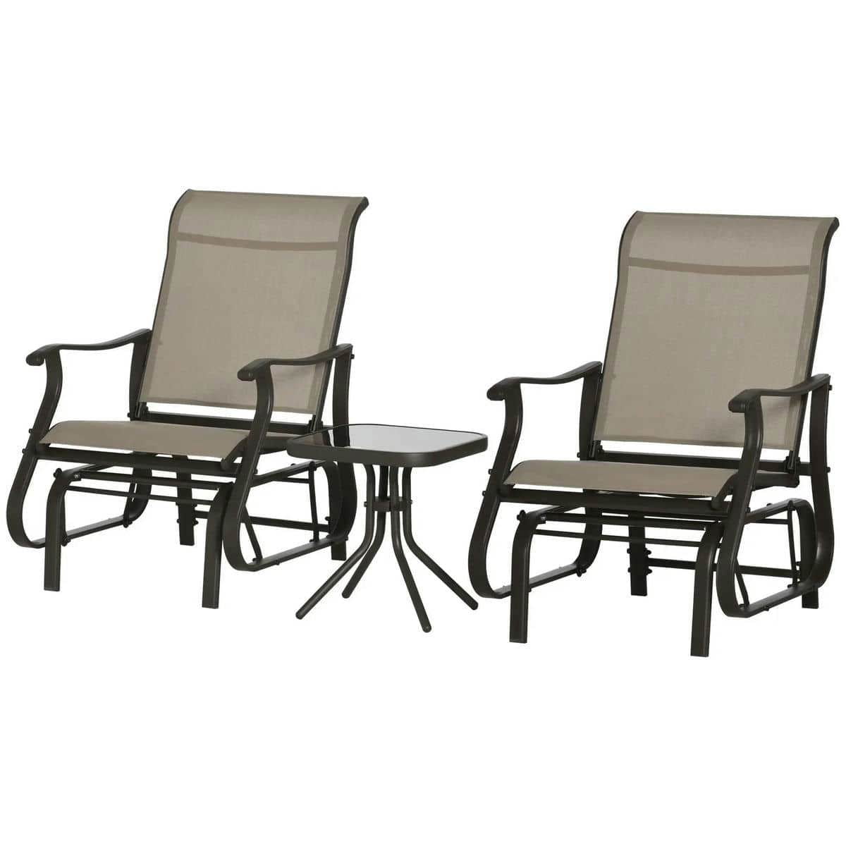 Spaco 3-Piece Outdoor Gliders Set with Steel Frame, Porch Glider Set ...