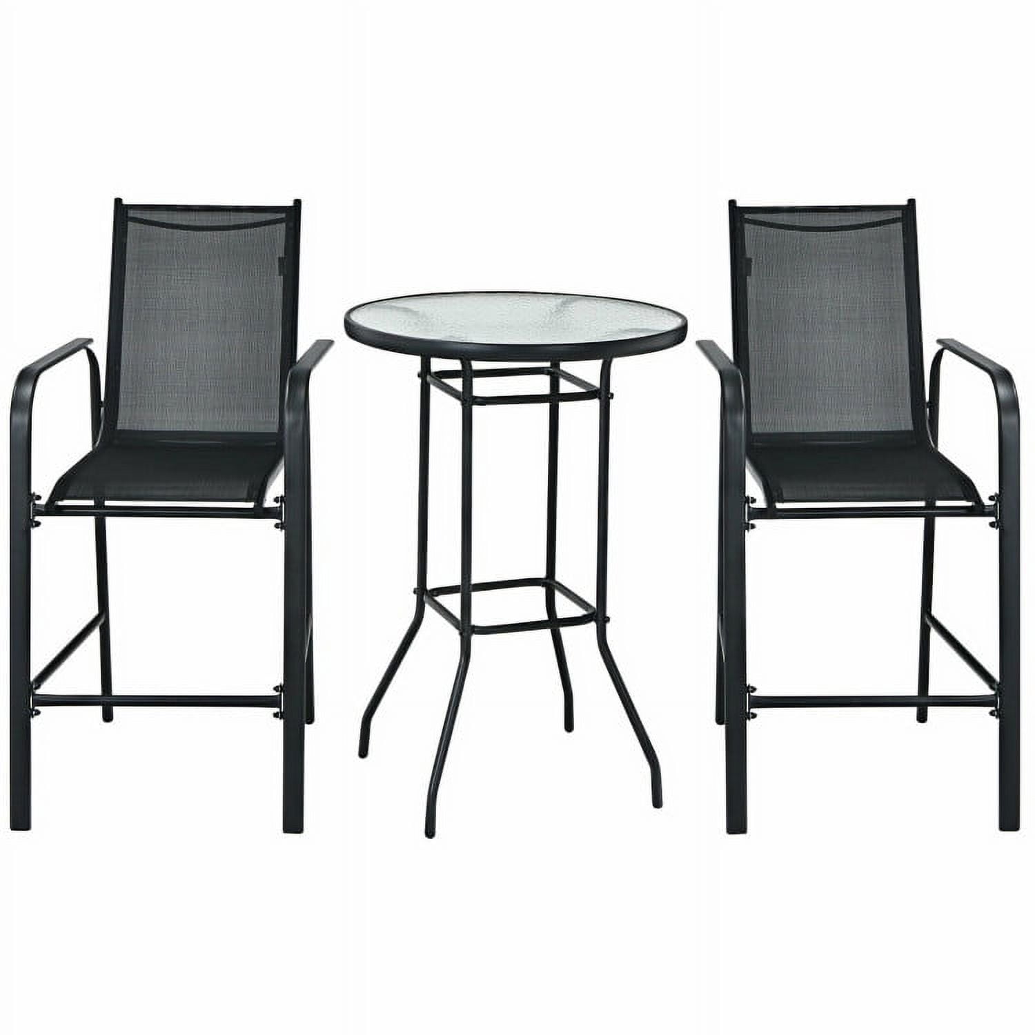 Spaco 3 Pieces Outdoor Patio Bar Table Stool Set-Black, Outdoor ...