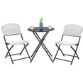 Spaco 3 Pieces Patio Rattan Bistro Set, Deluxe Outdoor Patio with Round ...