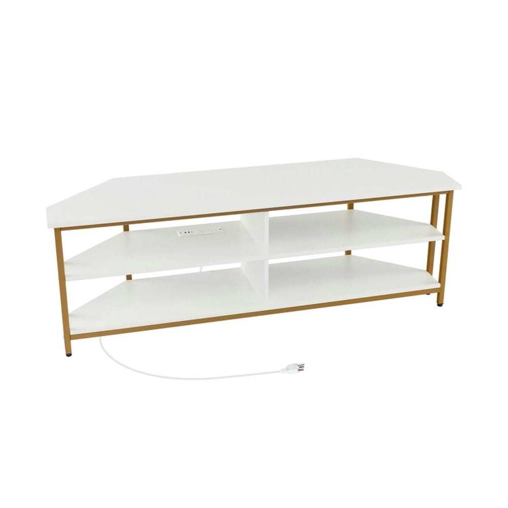 Spaco 3-Tier Corner TV Stand for TVs up to 65 Inches with Charging ...